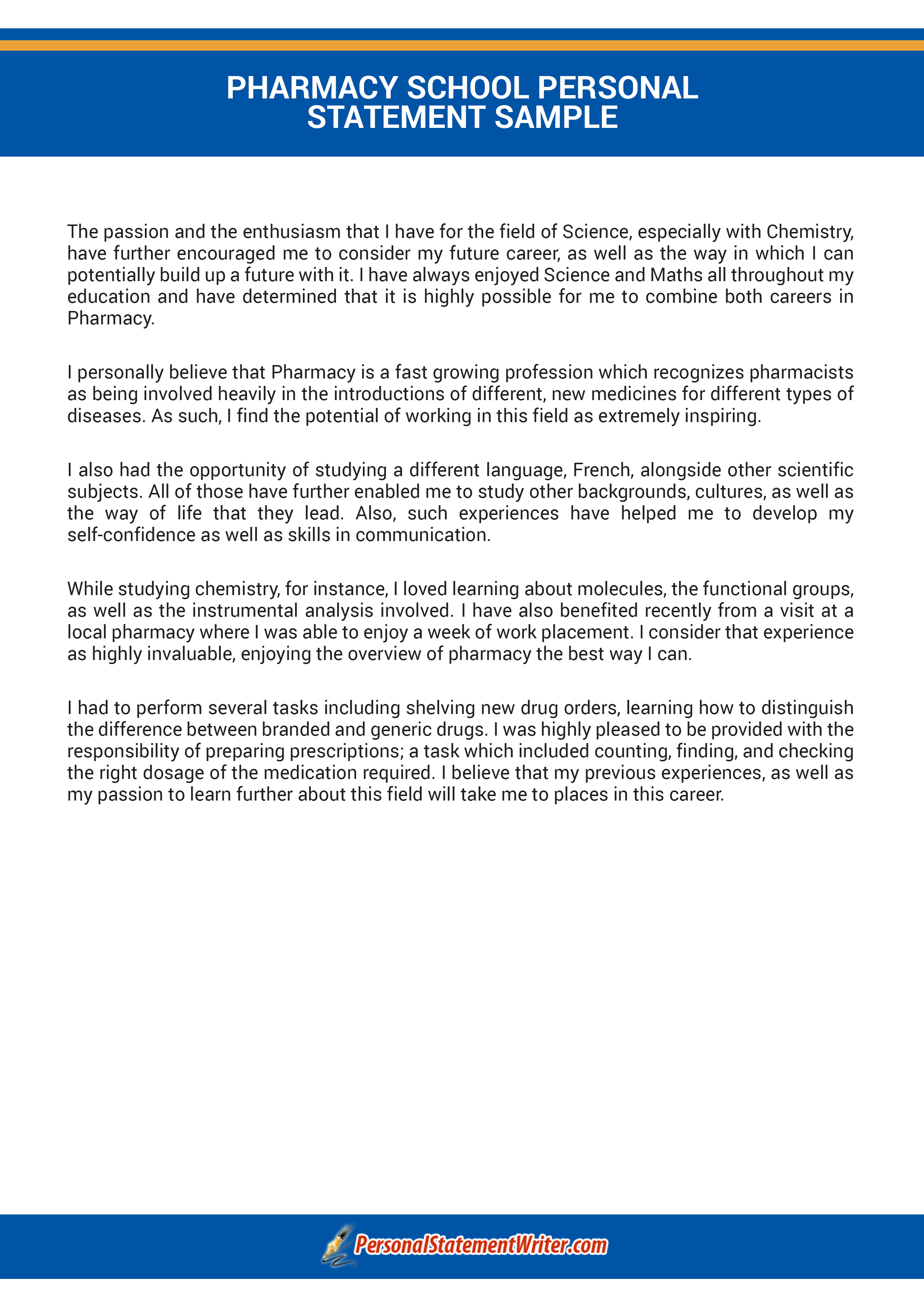 Pharmacy School Personal Statement Writing Service Pharmacy School Personal Statement Writing Service