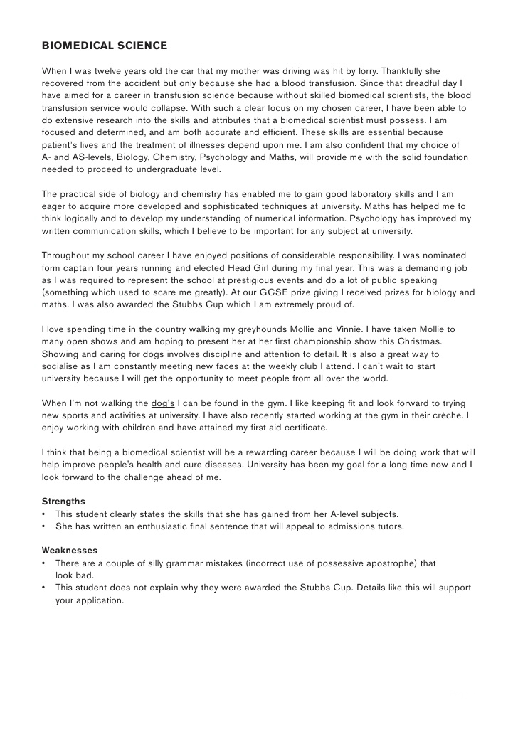 Helpful Advice On Writing A Biomedical Science Personal Statement