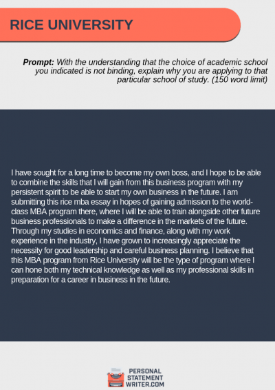 Rice Application Essay: MBA, College, University, Transfer