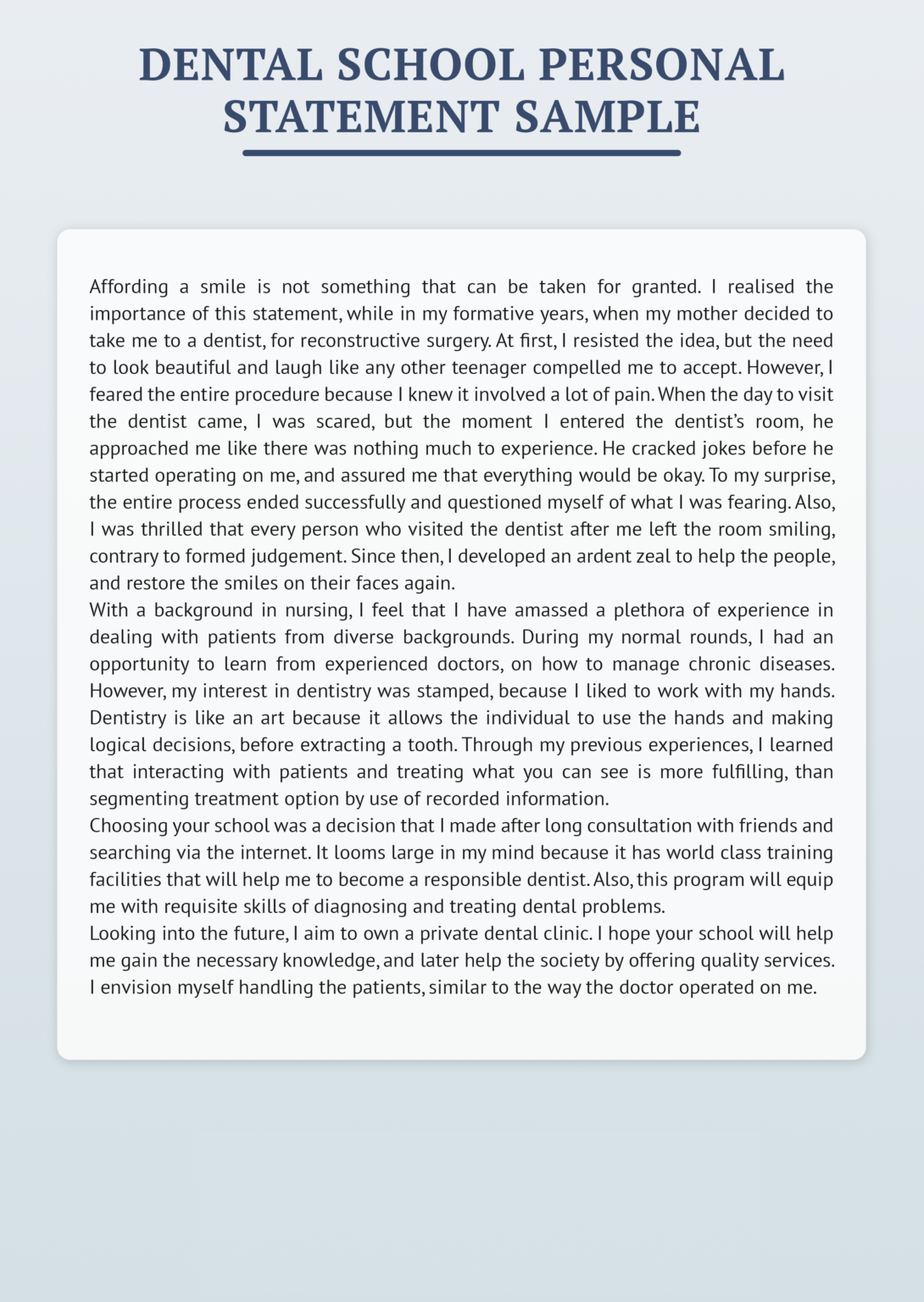 Dental Personal Statement Writing Service for Profile Help